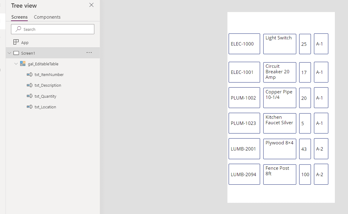 Crea una tabla editable tipo Excel en Power Apps